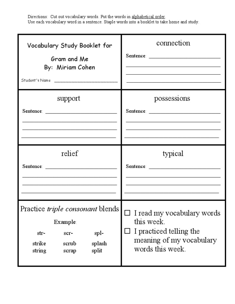Vocabulary Study Booklet for Students | PDF