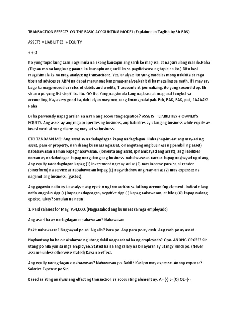 Transaction Effects On Basic Acc. Model | PDF