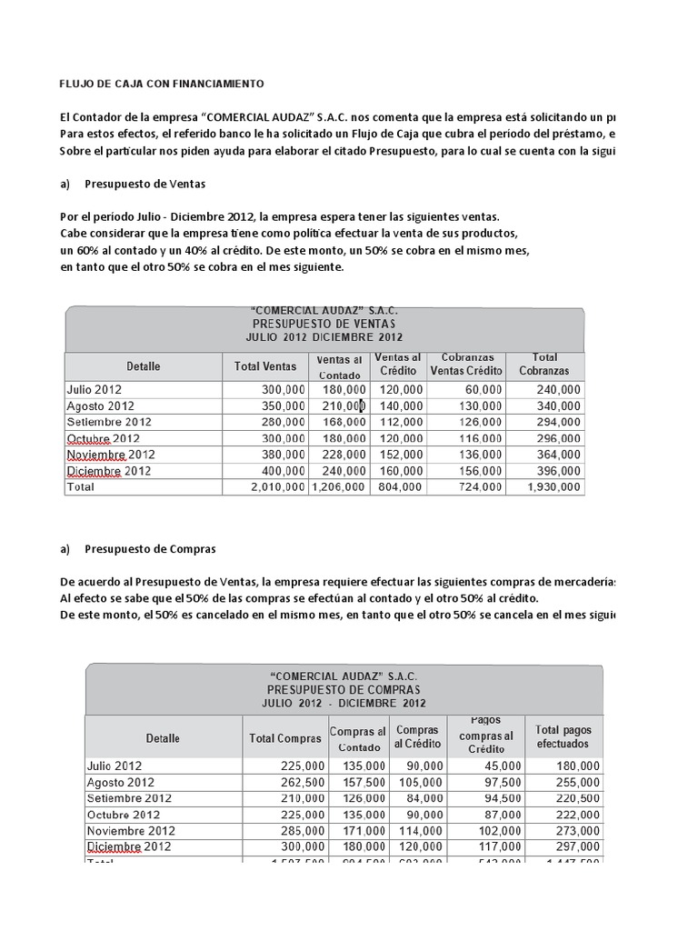 Caso Practico de Flujo de Caja | PDF | Presupuesto | Bancos