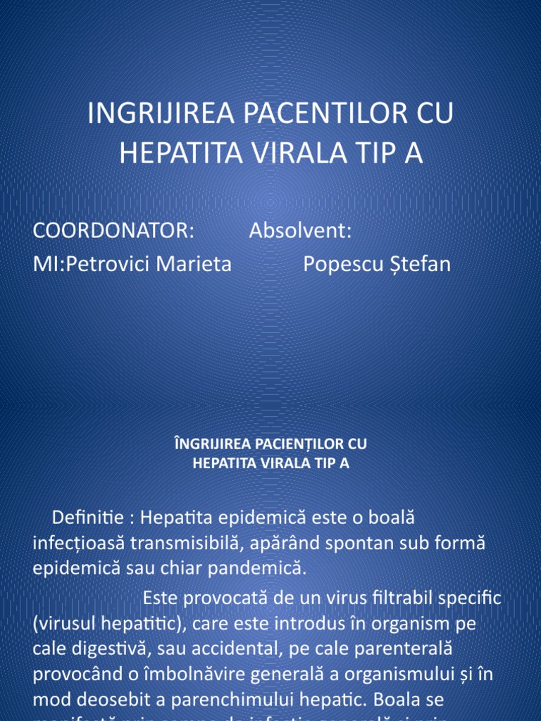 Îngrijirea Pacienţilor Cu Hepatita Virala | PDF
