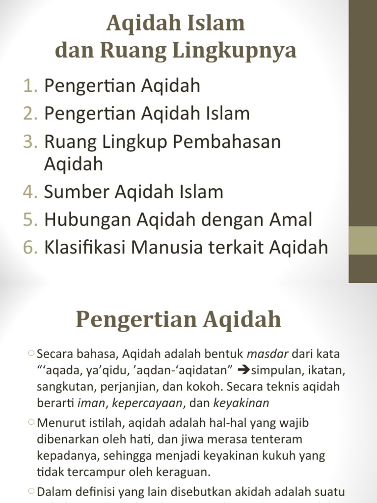 Aqidah Islam Dan Ruang Lingkupnya | PDF | Agama & Spiritualitas