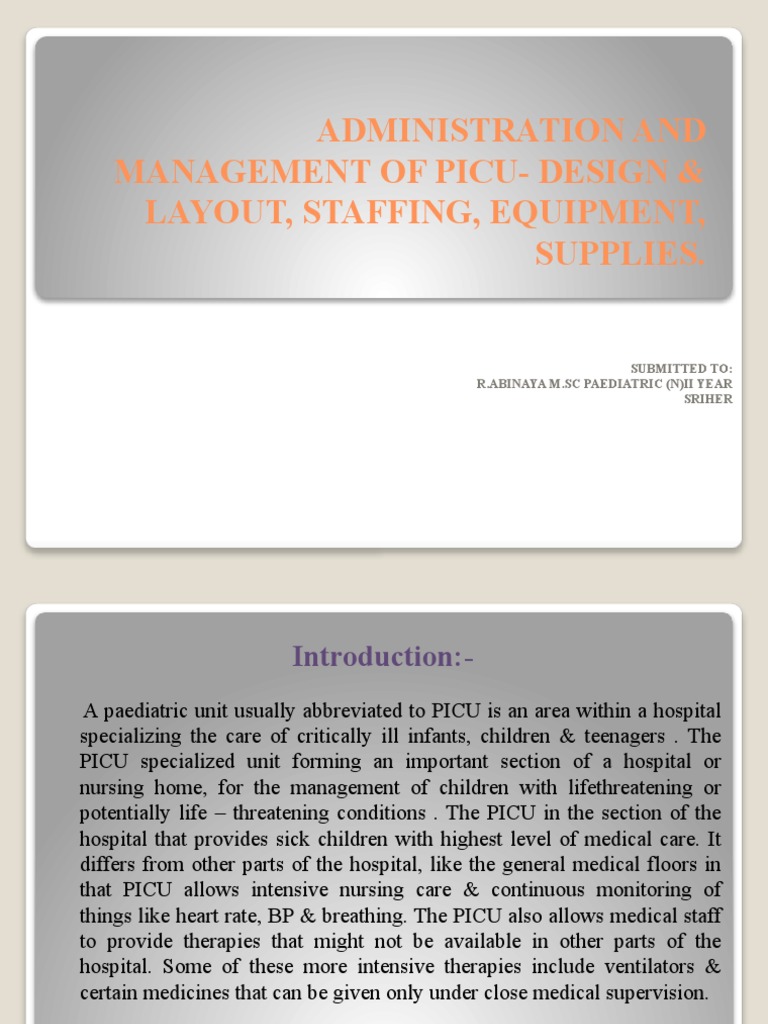 Administration and Management of PICU - Design, Layout, Staffing ...