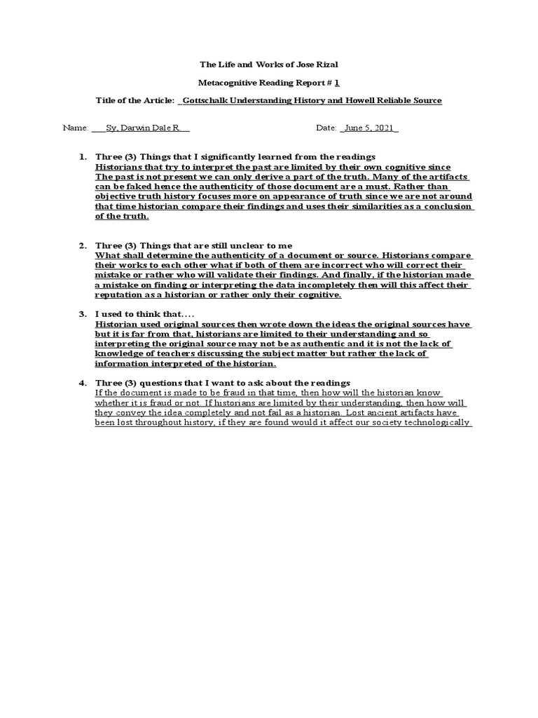 MRR Template RIZAL | PDF | Philosophy | Science & Mathematics