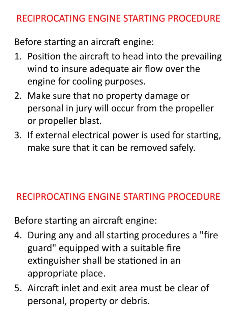 Engine Starting Procedure | PDF