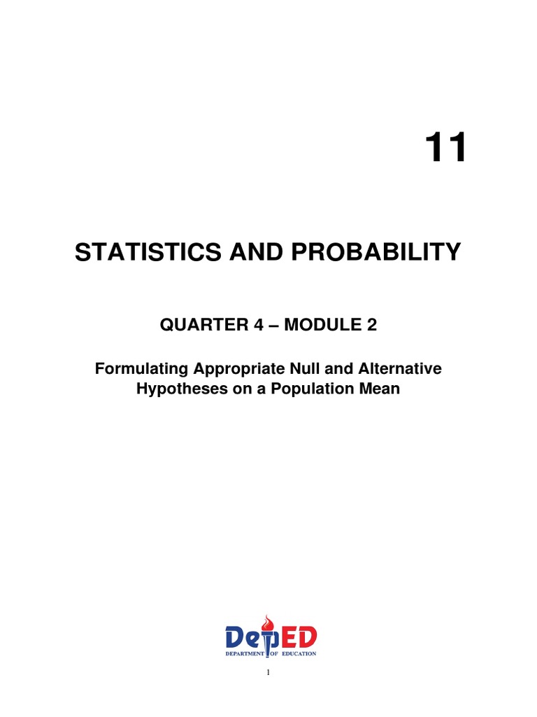 Statistics and Probability: Quarter 4 - Module 2 | PDF | Student's T ...
