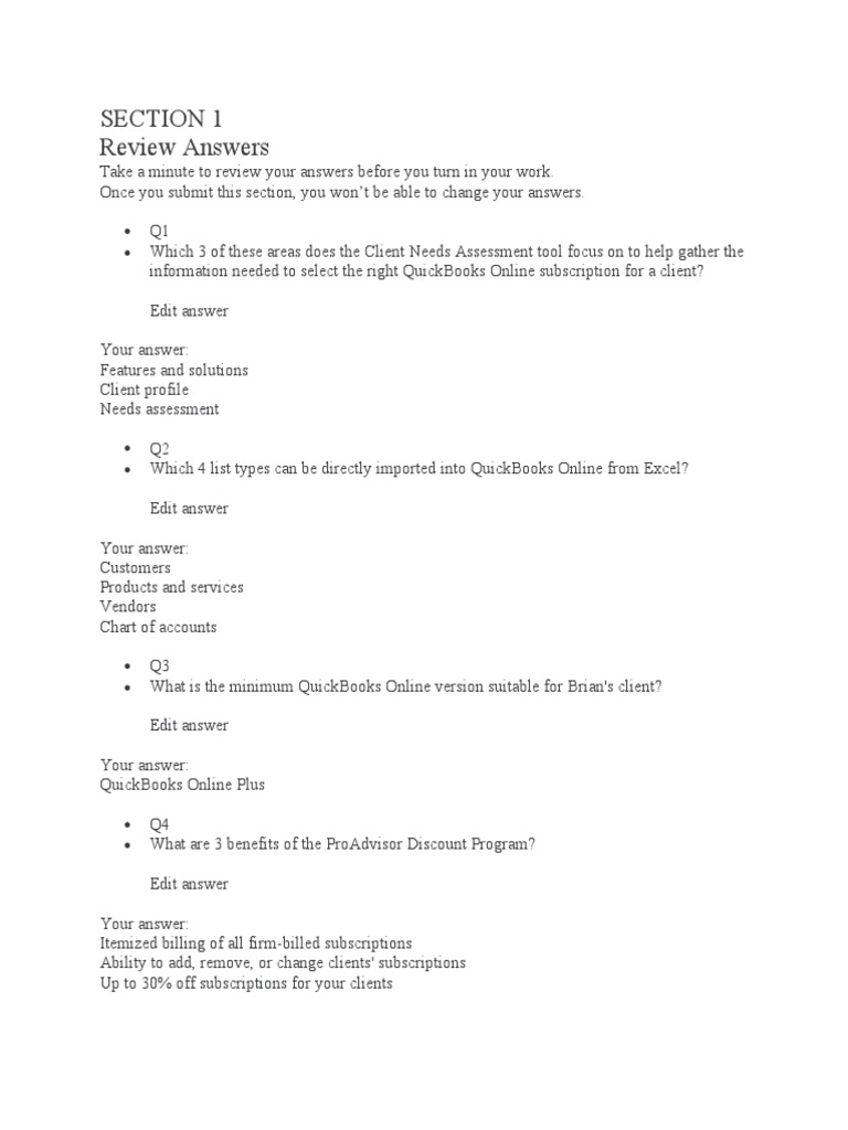 Review QuickBooks Online Assessment Answers | PDF | Quick Books ...