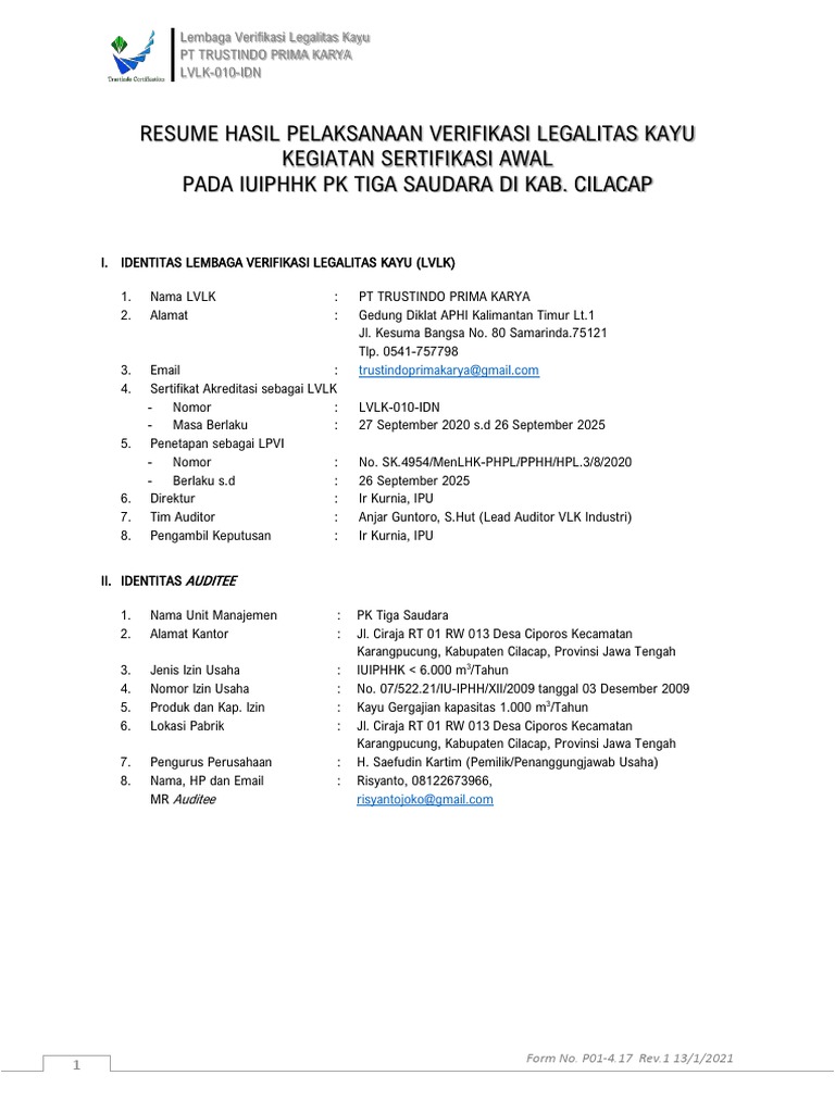 Resume Hasil VLK PK Tiga Saudara | PDF