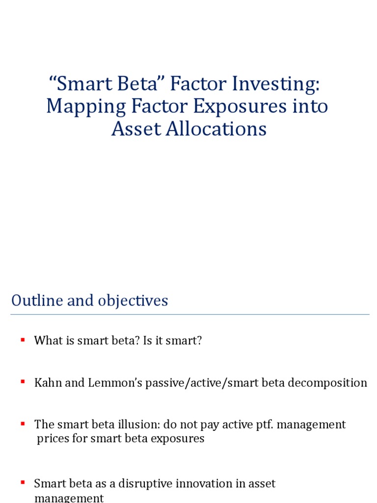 Lec 5 Smart Beta Factor Investing | PDF | Beta (Finance) | Investing