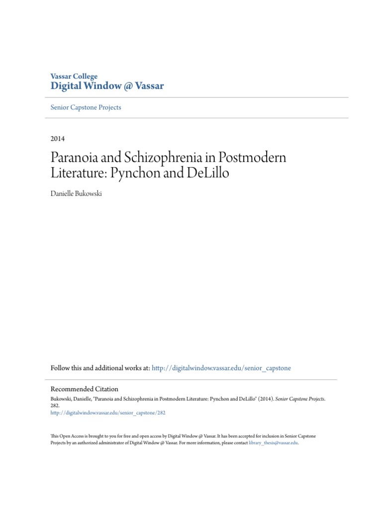 Paranoia and Schizophrenia in Postmodern Literature - Pynchon and | PDF ...