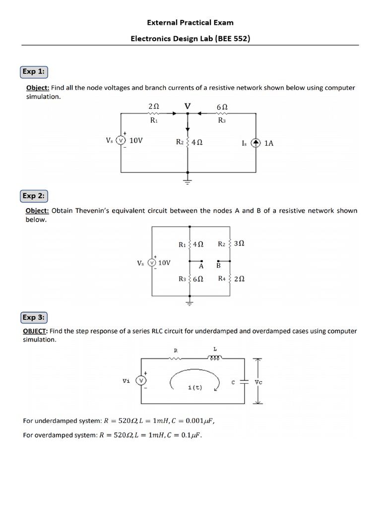 External Practical Exam Electronics Design Lab (BEE 552) | PDF