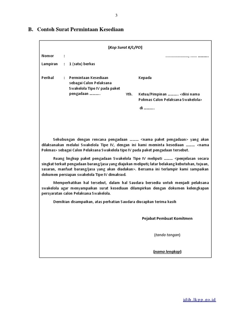 Contoh Surat Permintaan Kesediaan Pokmas | PDF