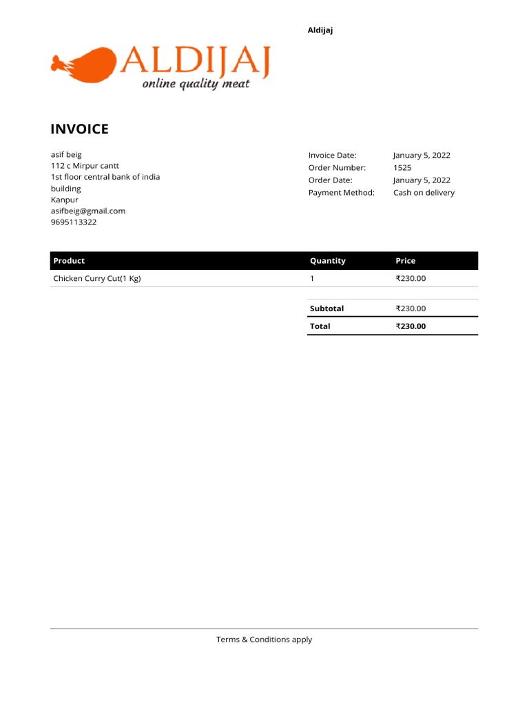 Invoice: Product Quantity Price | PDF