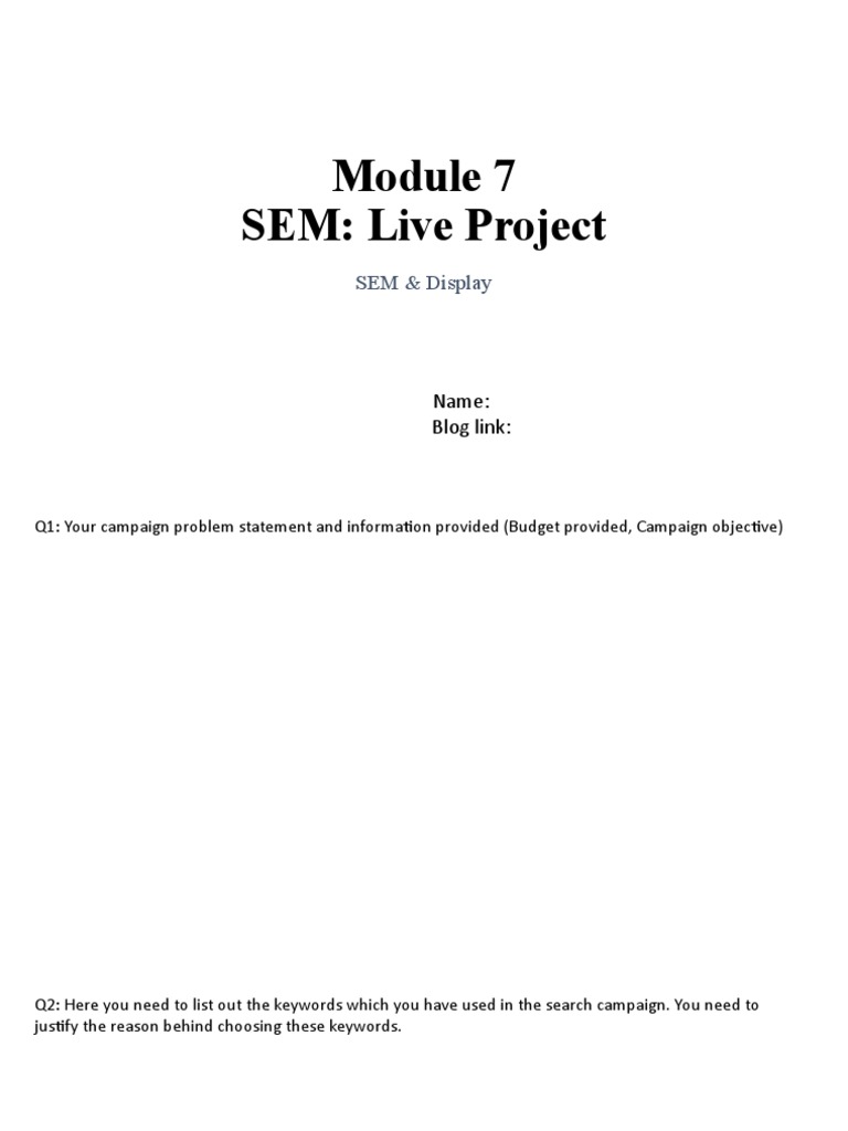 SEM Campaign Analysis and Strategy Guide | PDF
