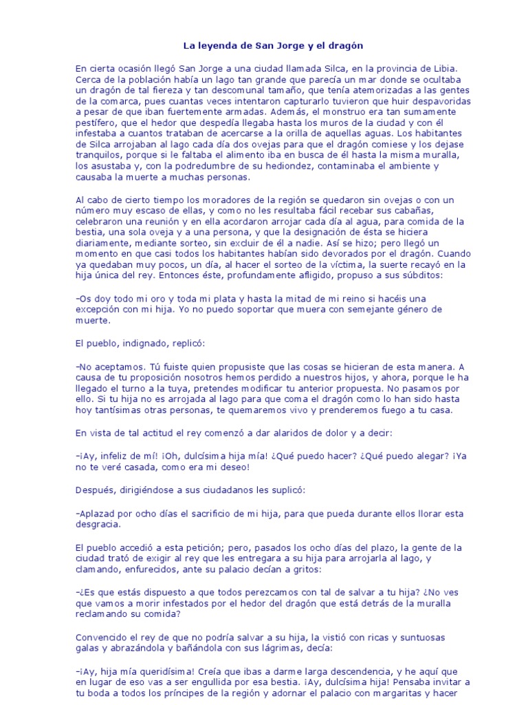 La Leyenda de San Jorge y El Dragón | PDF | Continuar | Bautismo