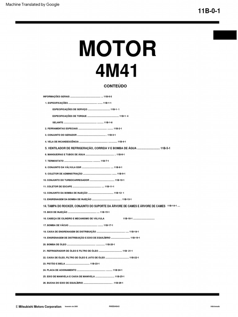Mitsubishi Engine 4M41 Service Repair Manual | PDF | Rotating Machines ...