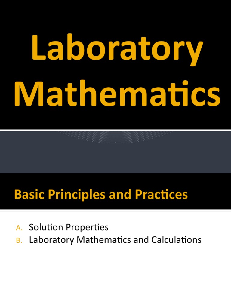 Laboratory Mathematics | PDF | Mass Concentration (Chemistry ...