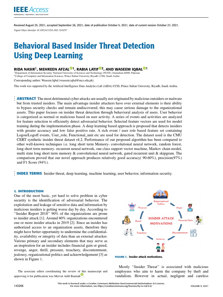 Behavioral Based Insider Threat Detection Using Deep Learning | PDF ...