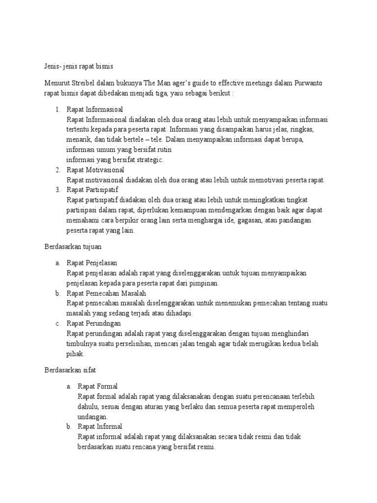Jenis - Jenis Rapat Bisnis | PDF