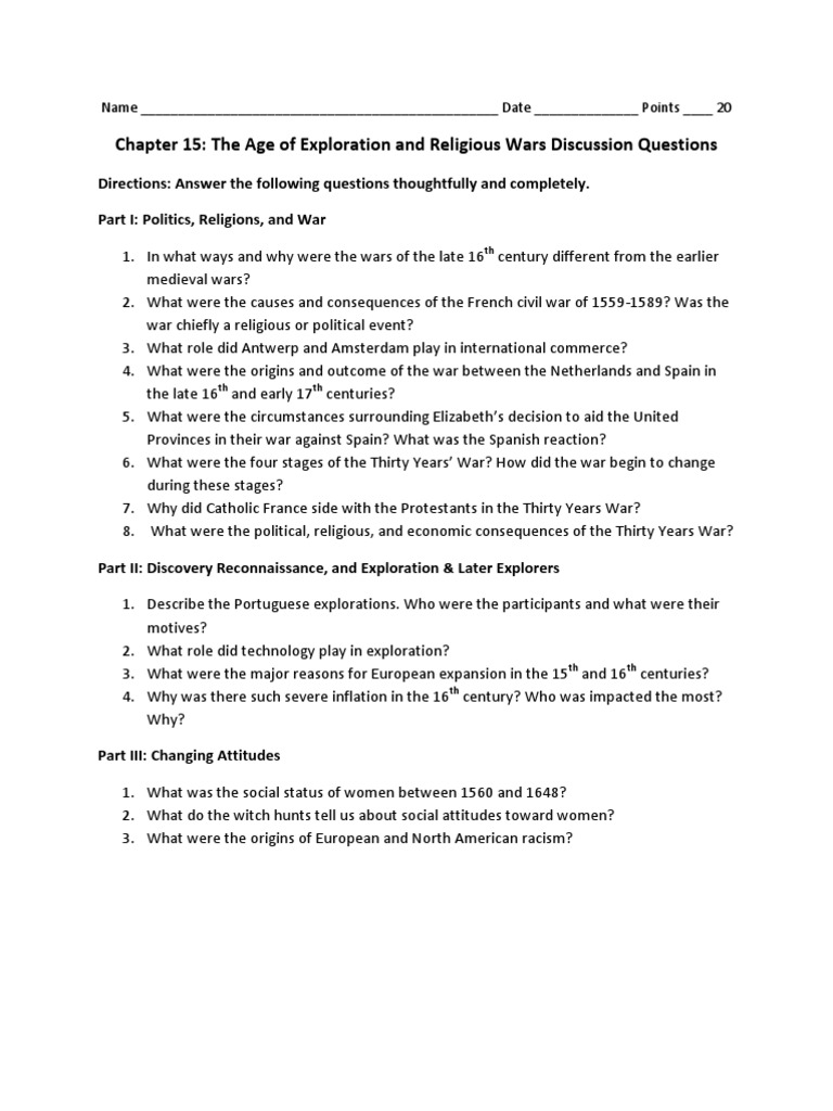 Exploration and Wars: Key Discussion Questions | PDF