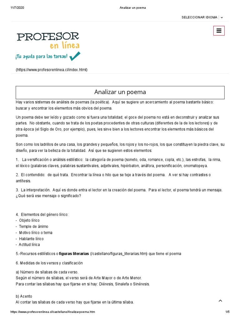 Analizar Un Poema | PDF | Poesía | Rima