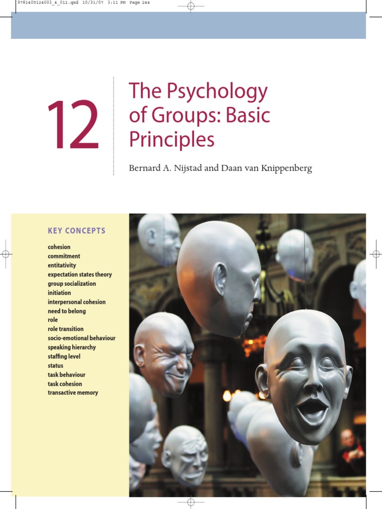 The Psychology of Groups: Basic Principles: Bernard A. Nijstad and Daan ...