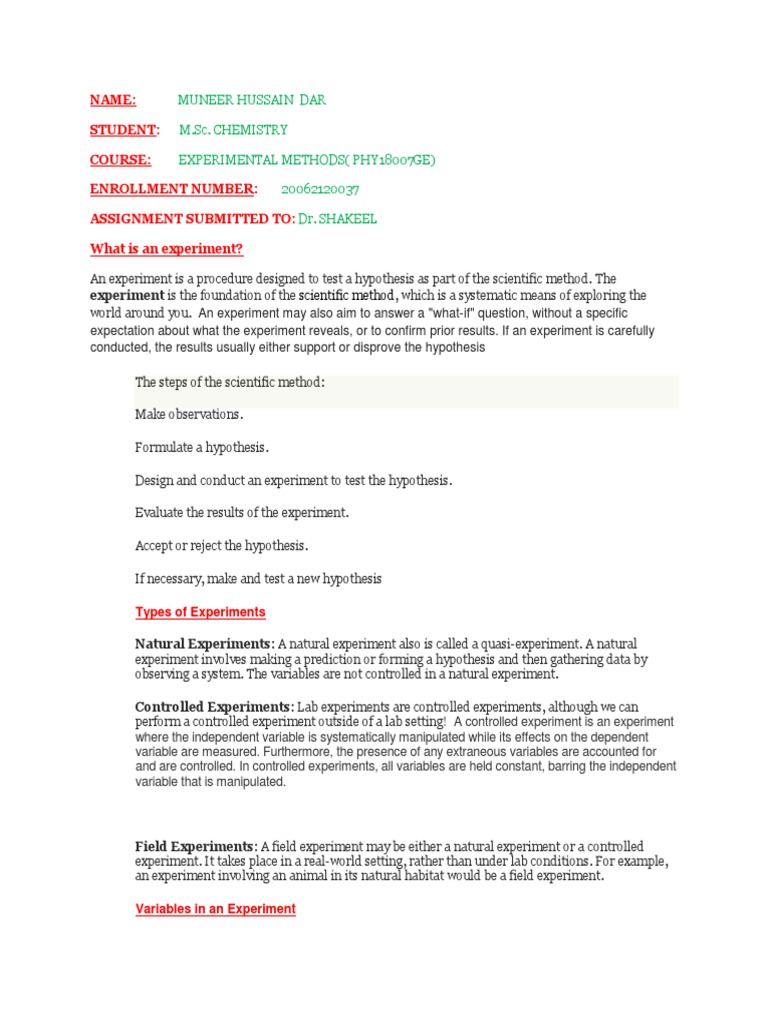What Is Experiment PDF Experiment Hypothesis