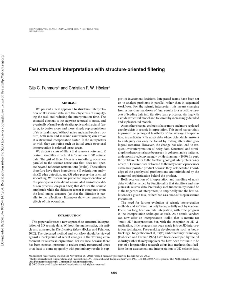 Fast Structural Interpretation With Structure-Oriented Filtering | PDF ...