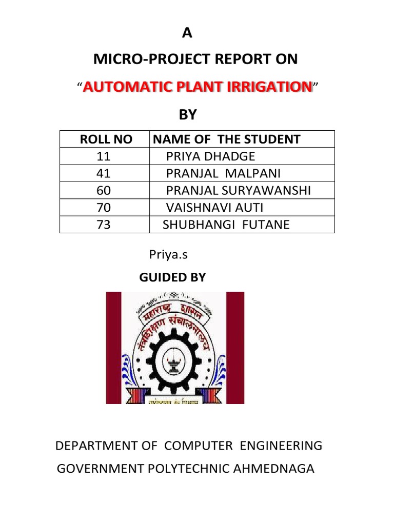 Group No 8 Microproject Report | Download Free PDF | Irrigation