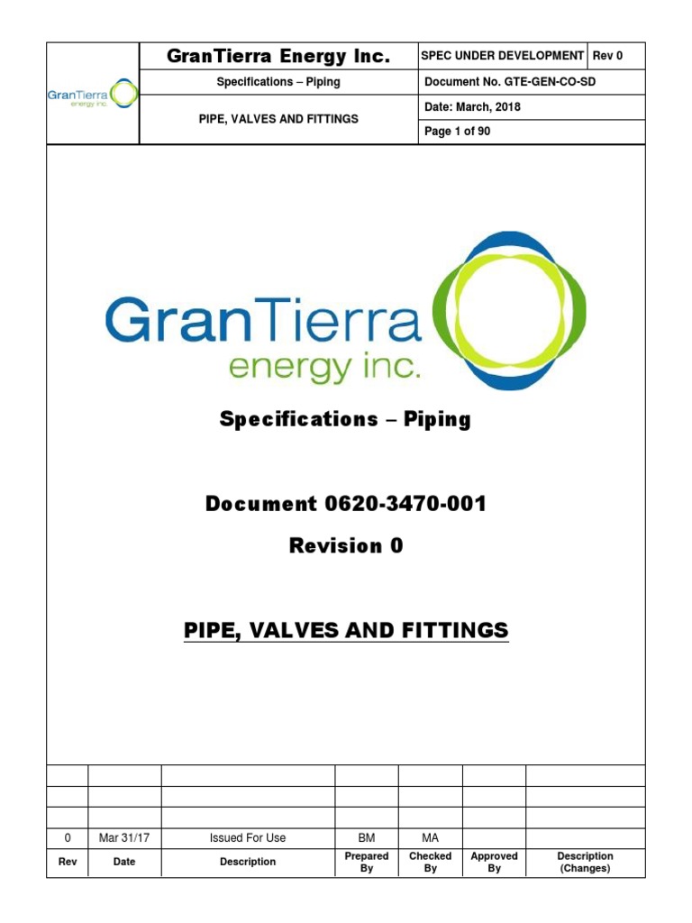 Piping Class, Valves and Fittings Specfications | PDF