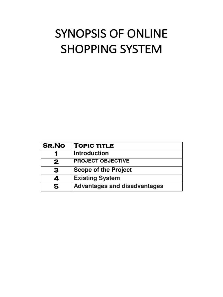 Synopsis of Online Shopping System | PDF | Online Shopping ...