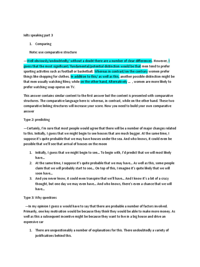 Ielts Speaking Part 3 | PDF | Cognition