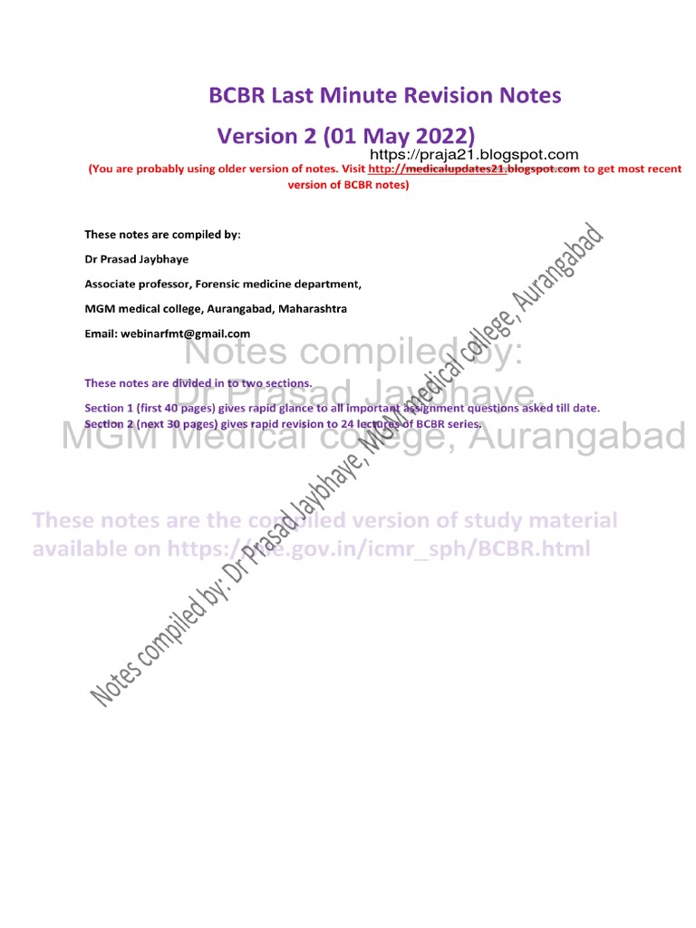 Basic Course in Biomedical Research Last Minute Revision Notes V2 | PDF ...