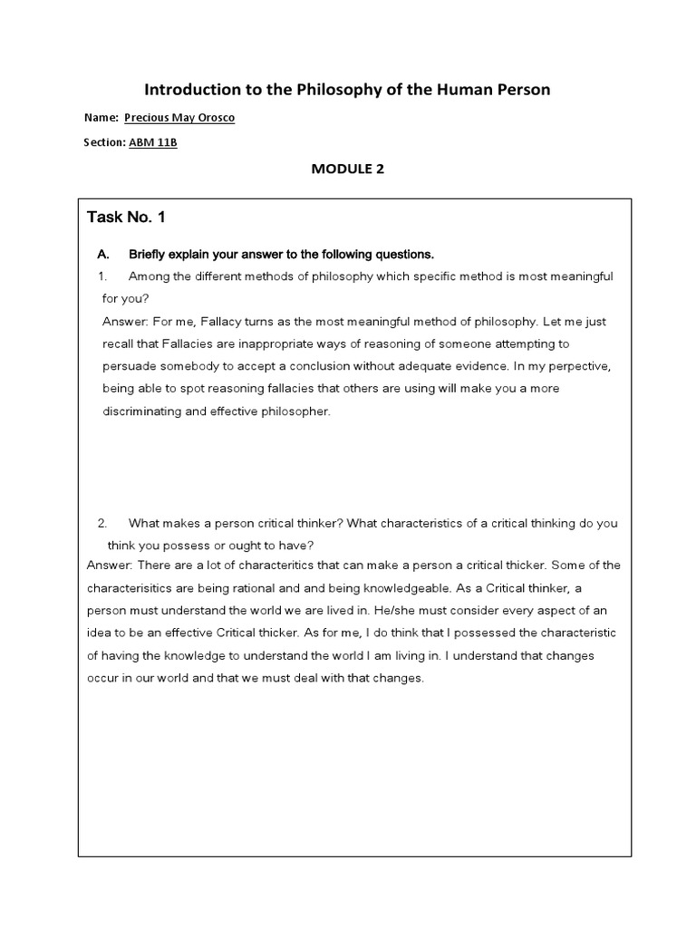 IPHP Module 2 Assessment Task | PDF | Fallacy | Reason