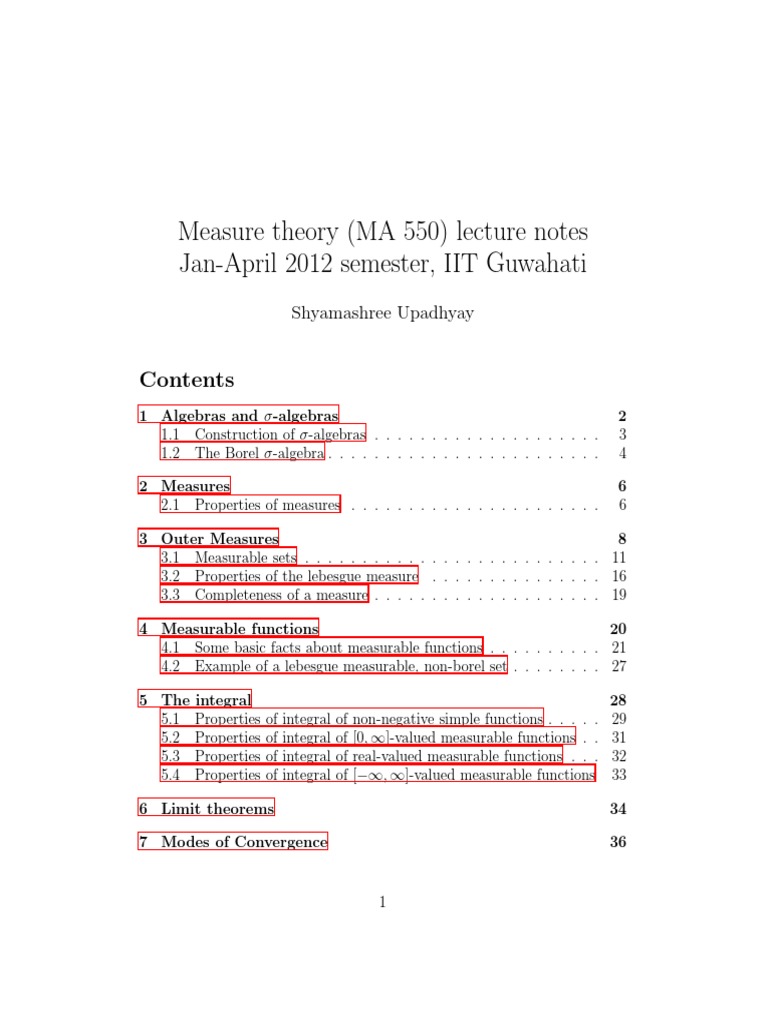 IIT Gwahati Measure Theory Notes | PDF