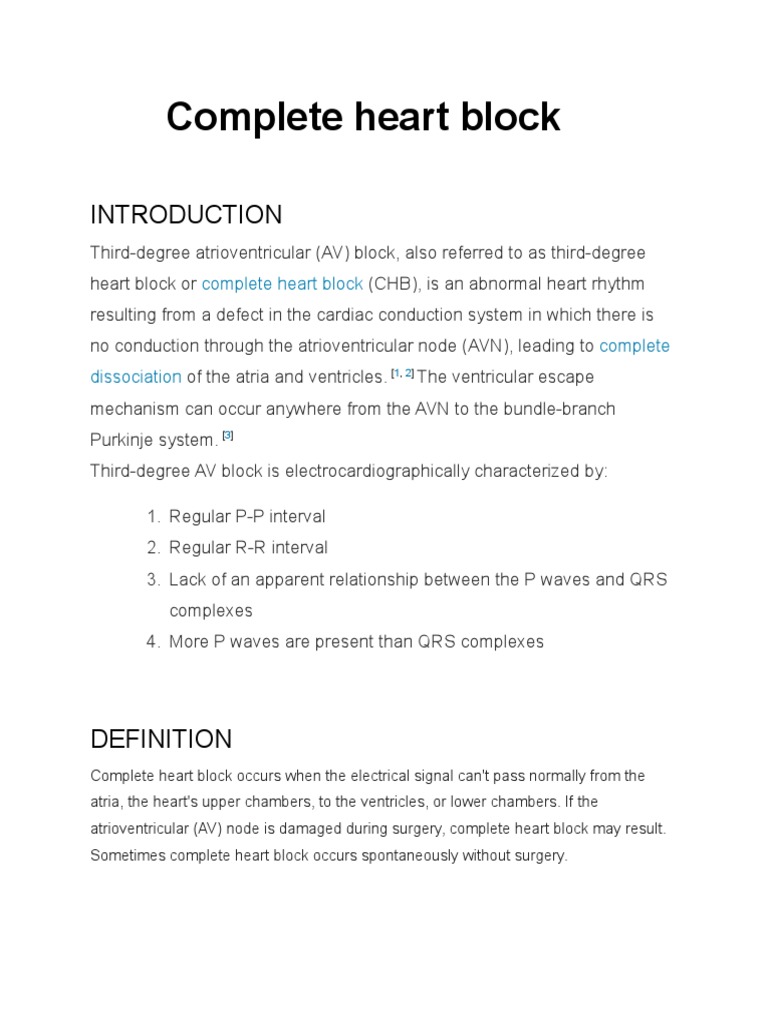 Complete Heart Block | PDF | Heart | Atrium (Heart)