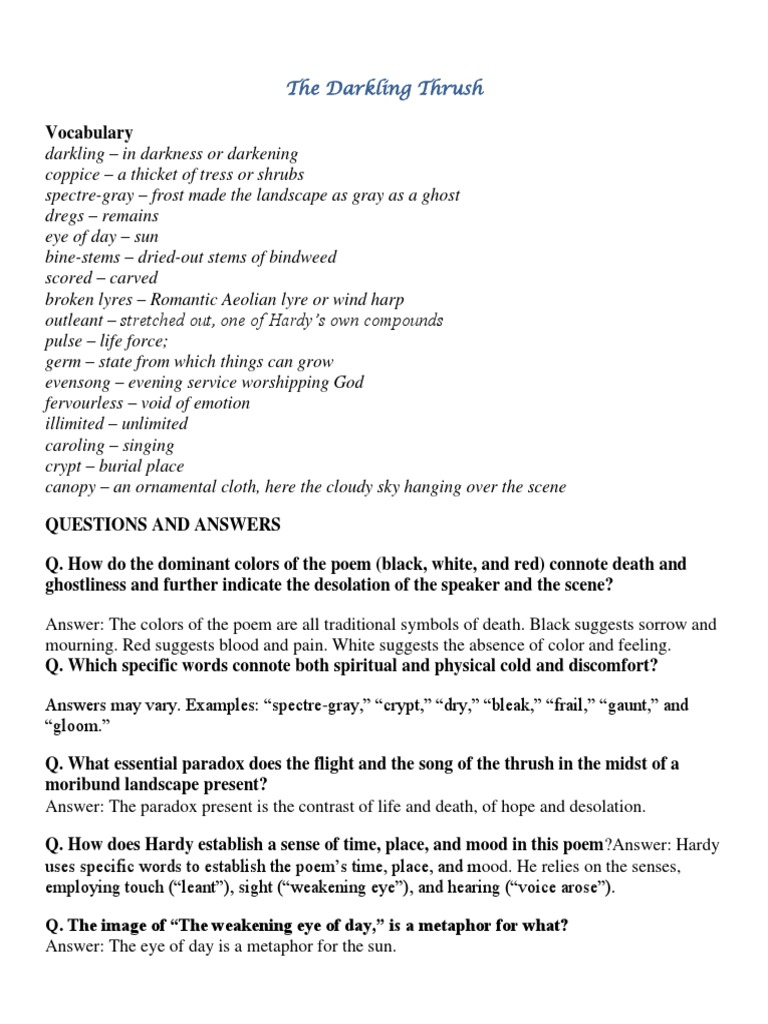 The Darkling Thrush-1 | PDF | Poetry | Rhyme