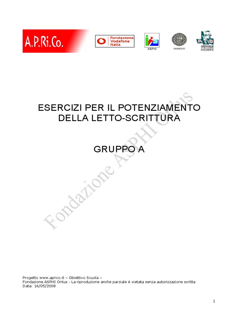 Esercizi Per Il Potenziamento Della Letto Scrittura | PDF Esercizi Per Il Potenziamento Della Letto Scrittura | PDF