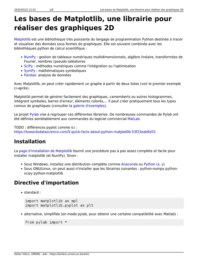 Les Bases de Matplotlib Une Librairie Pour Realiser Des Graphiques 2d ...