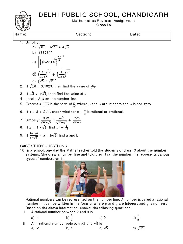Class 9, PT1 Revision Assignment | PDF | Numbers | Rational Number