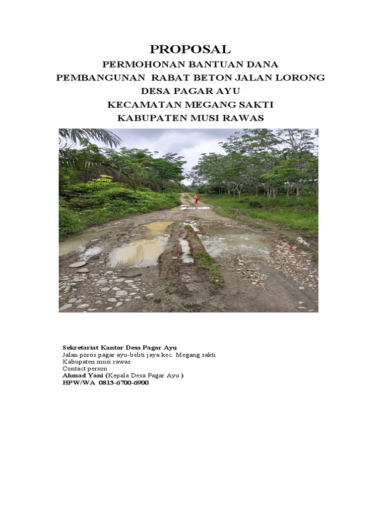 Proposal Pembangunan Jalan Lorong Desa | PDF