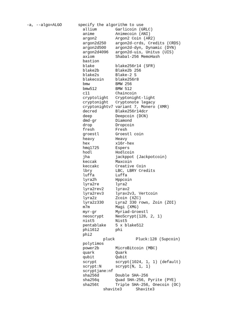 Cpuminer-Sse2 Command List | PDF | Data Transmission | Telecommunications