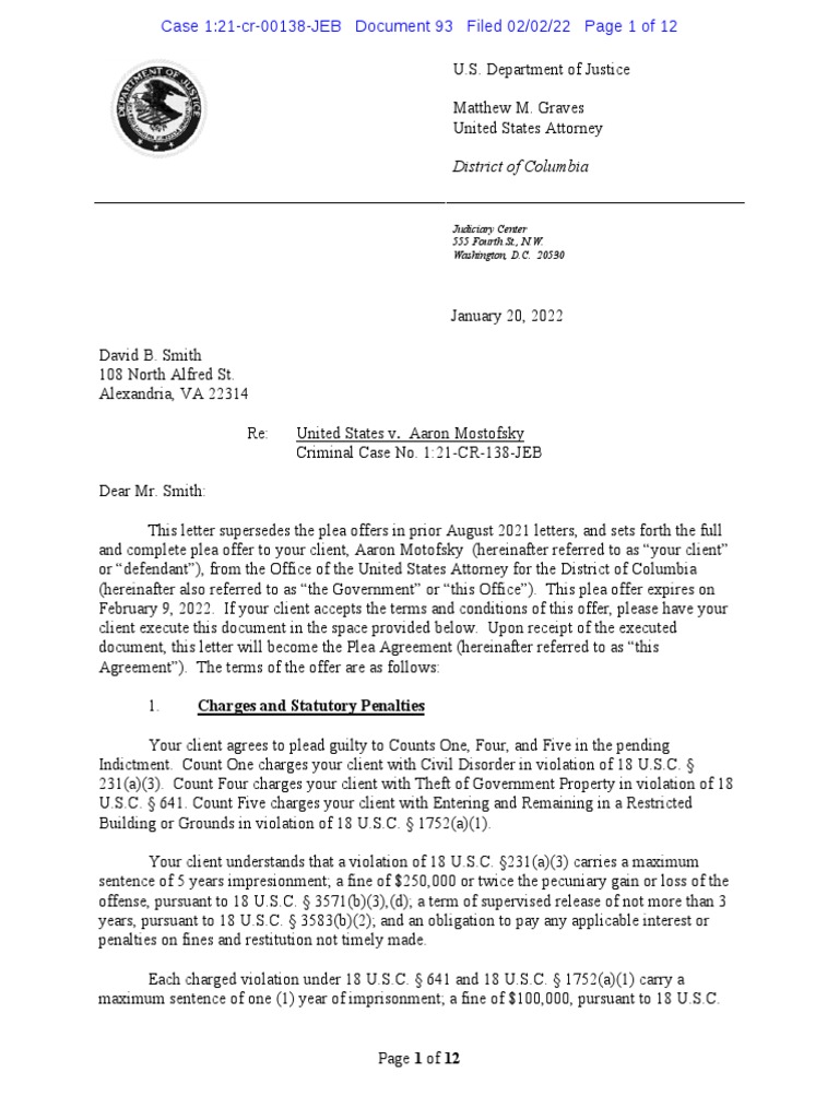 Mostofsky Plea Agreement | Download Free PDF | United States Federal ...