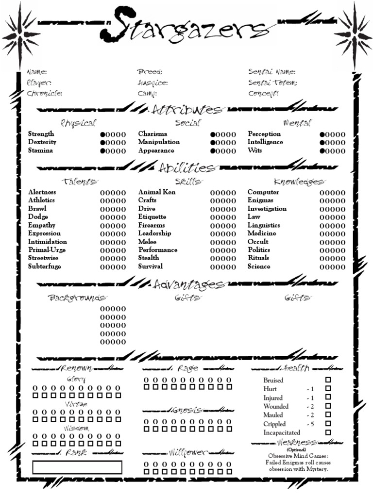 Character Sheet for RPG Players | PDF