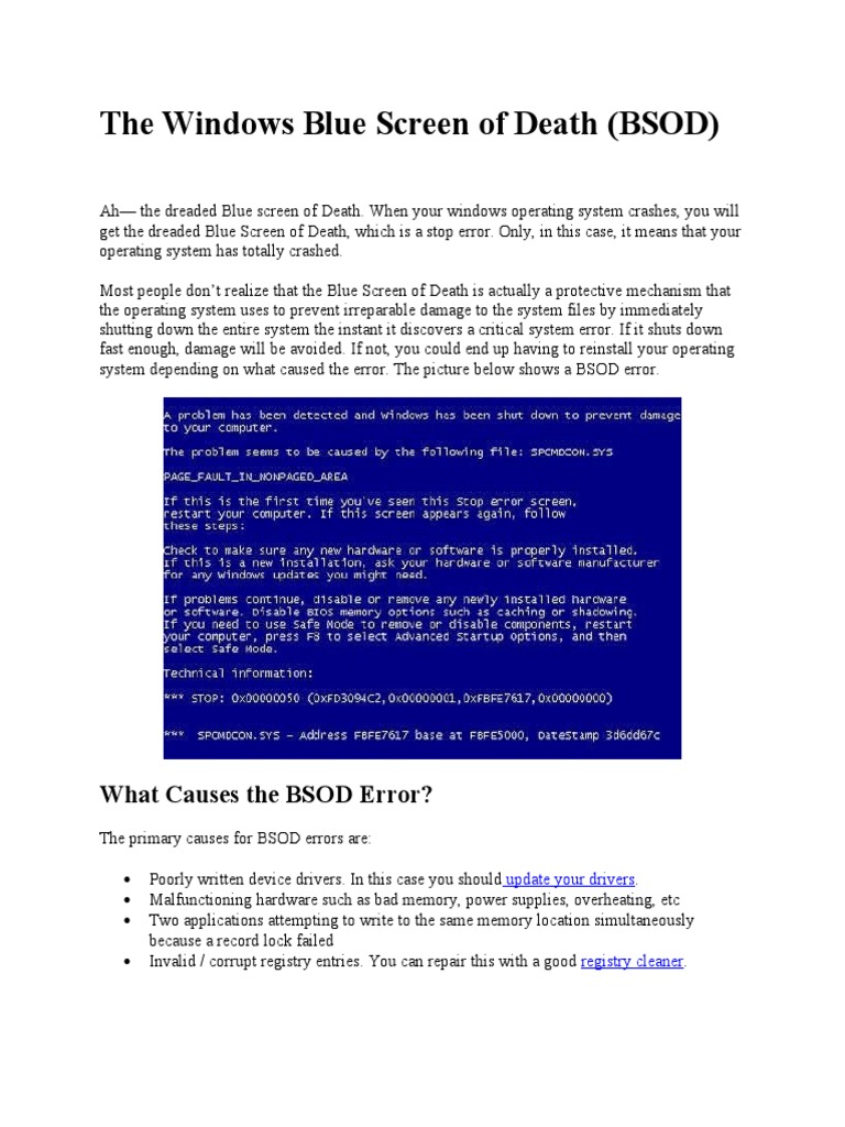 Understanding Windows BSOD Causes | PDF | Computer Data Storage ...