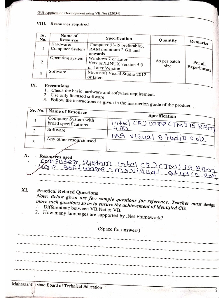 Gui Application Using VB - Net Lab Manual Answer | PDF