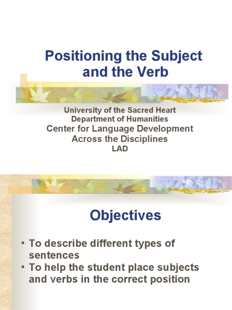 Sentence Structure: Subject and Verb Placement | PDF | Subject (Grammar ...