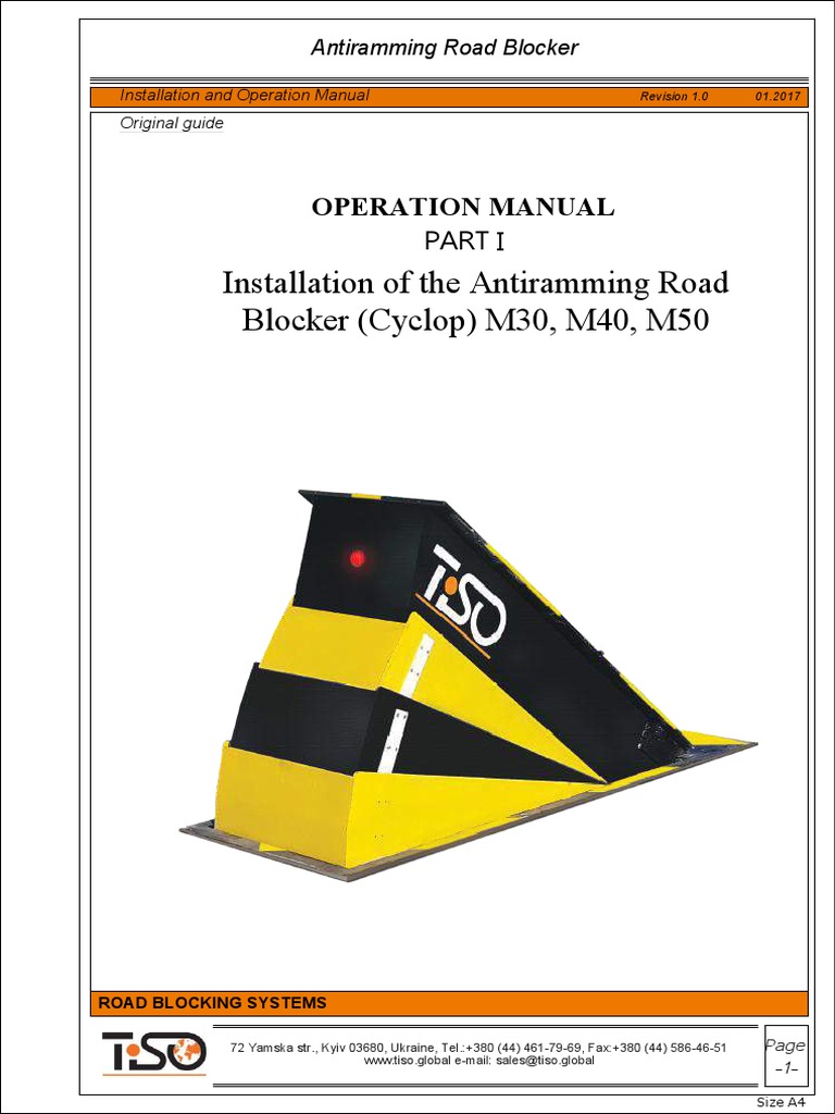 Manual Tiso Auia 320 Anti Ram Cyclope Certificate m30 m40 m50 | PDF