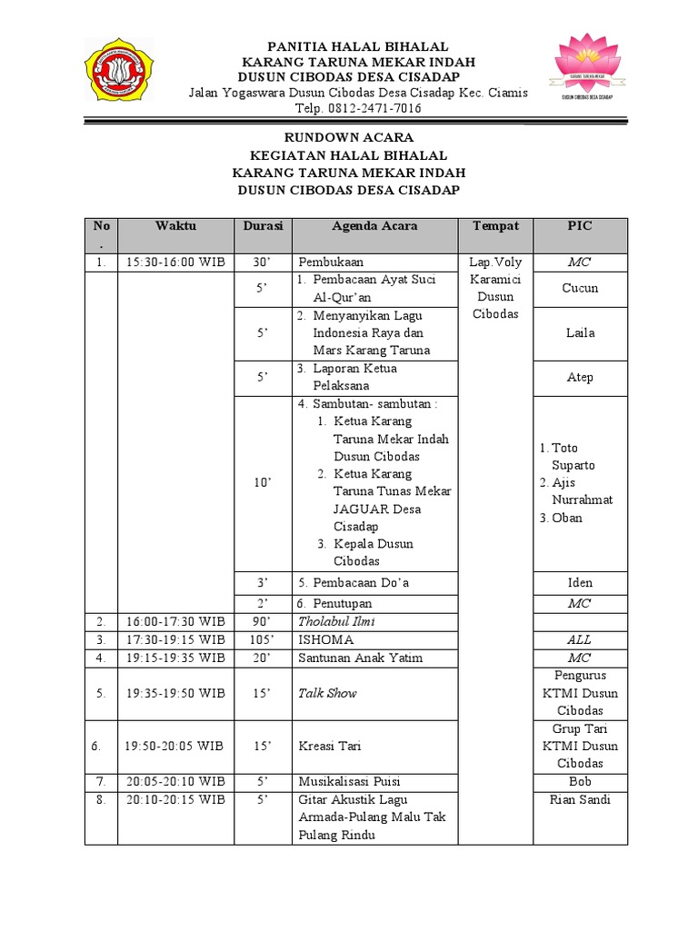 Rundown Acara Halal Bihalal | PDF