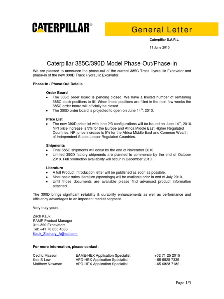 Caterpillar Excavator 390D Specification | PDF | Manufactured Goods ...
