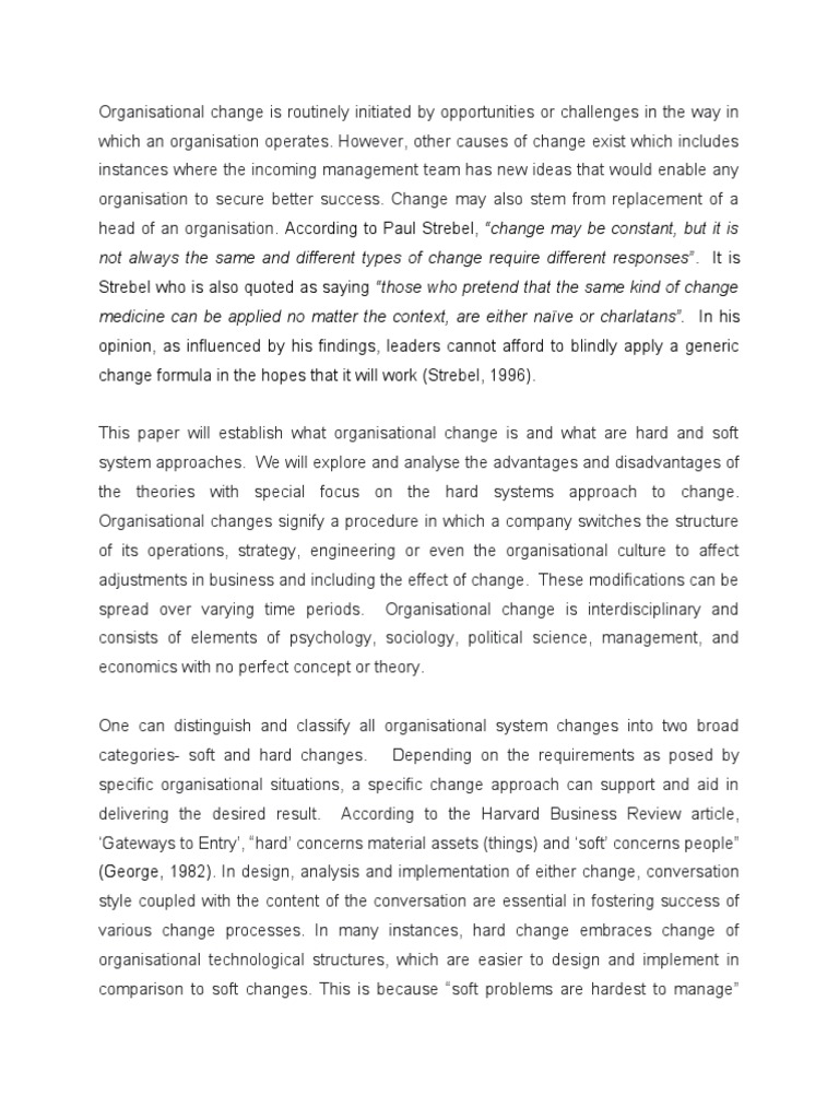 Soft & Hard Systems Model of Change | PDF | System | Decision Making